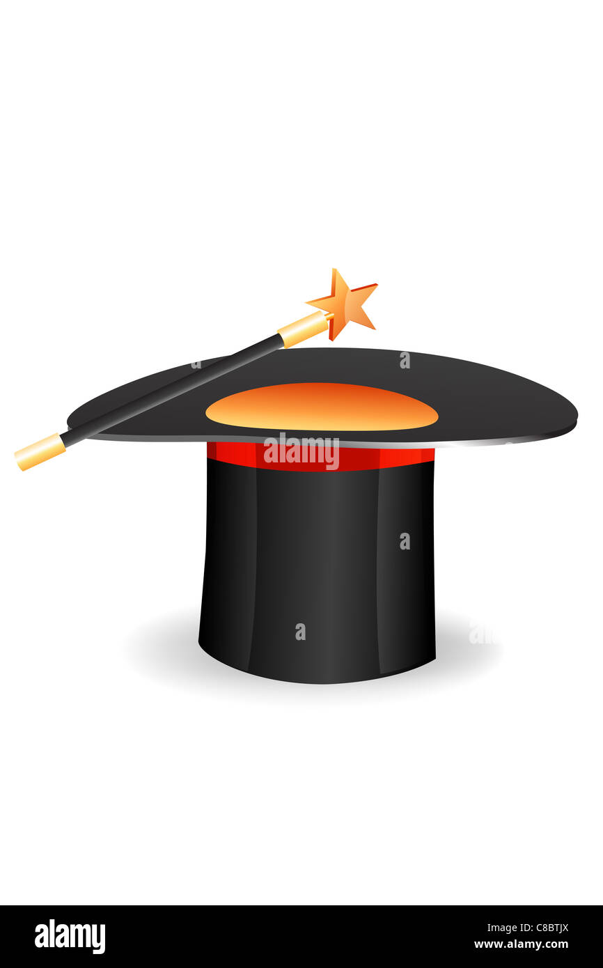 illustration of magic hat with stick and star on isolated background ...