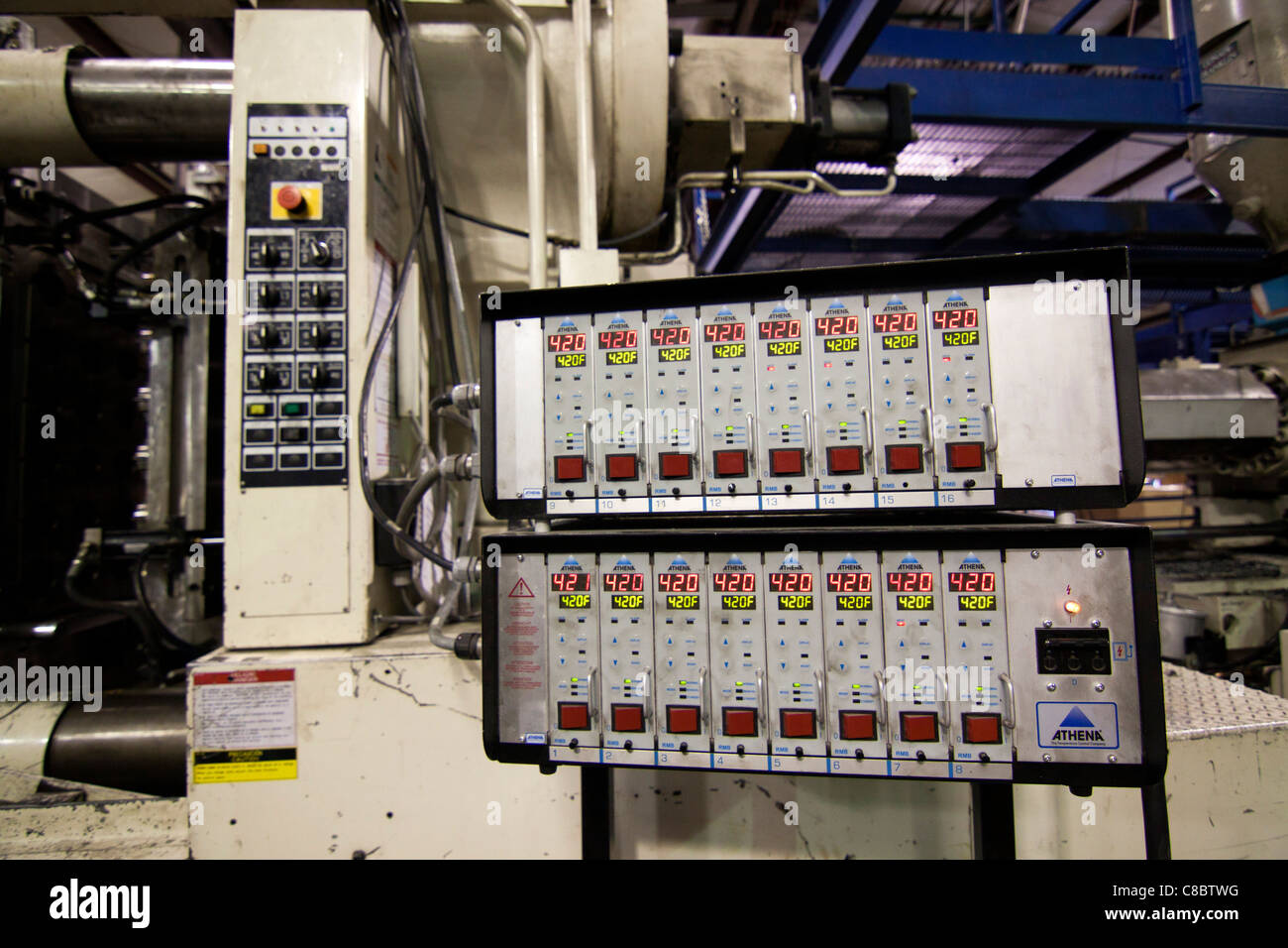 An athena temperature control panel at a plastics molding injection ...
