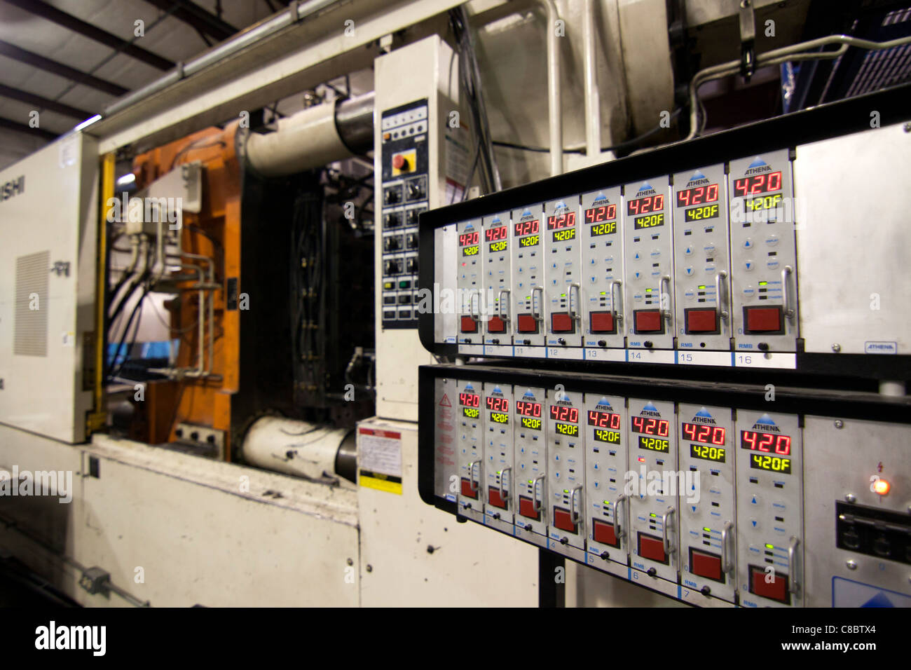 An athena temperature control panel at a plastics molding injection ...