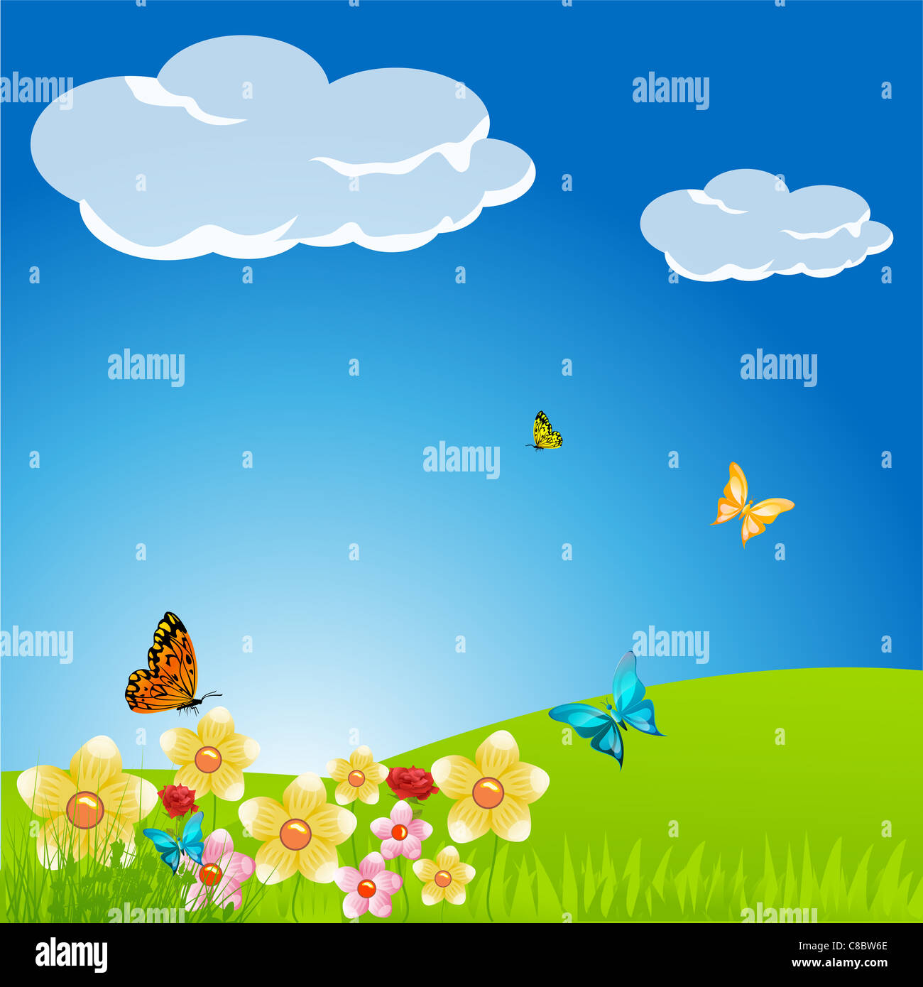 illustration of natural scene on white background Stock Photo - Alamy