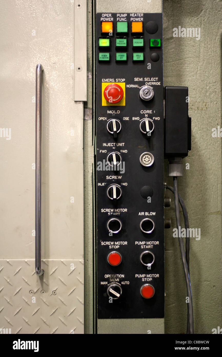 A control panel for a plastics injection molding machine Stock Photo ...