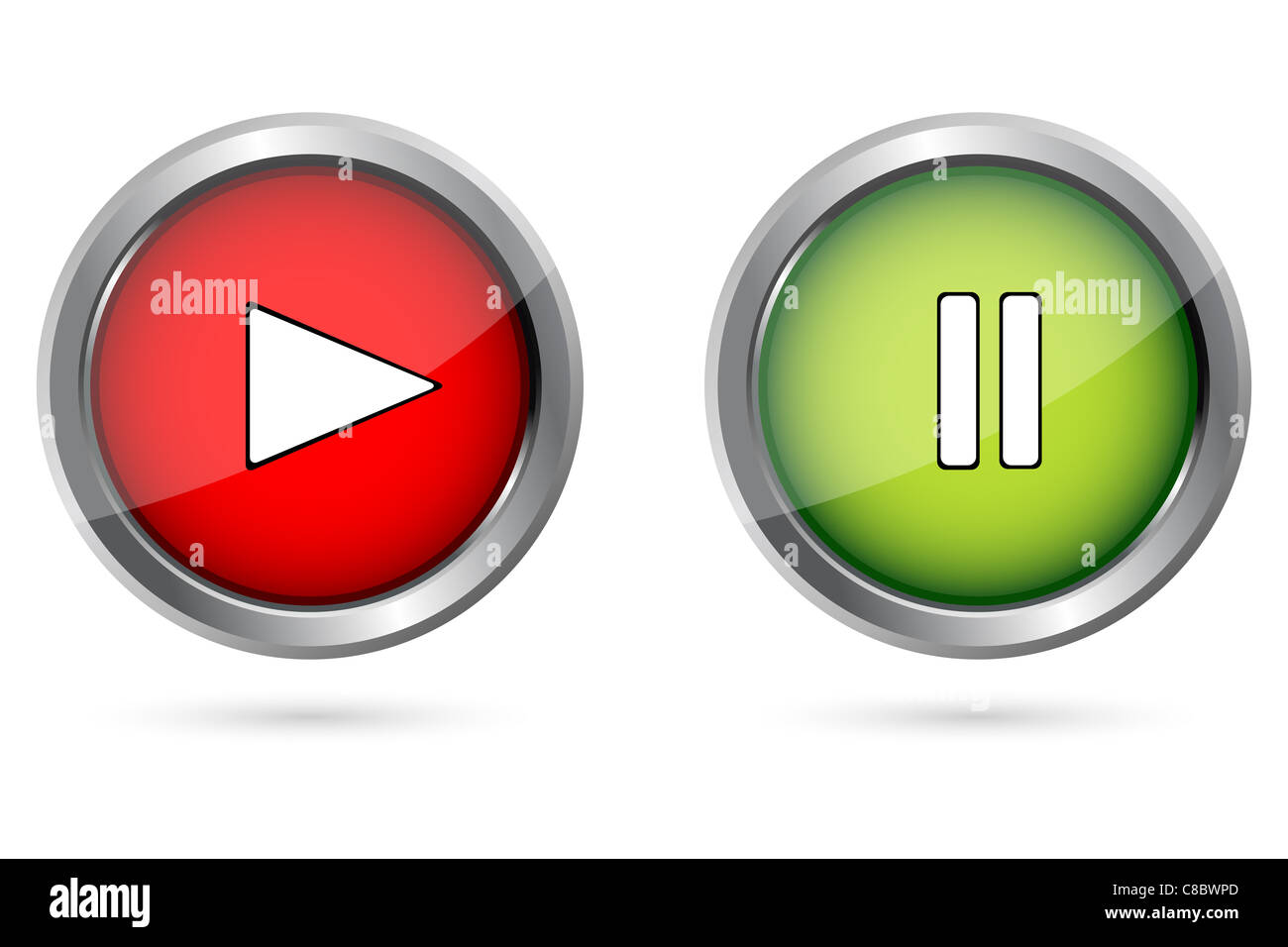 illustration of play push buttons on isolated background Stock Photo ...