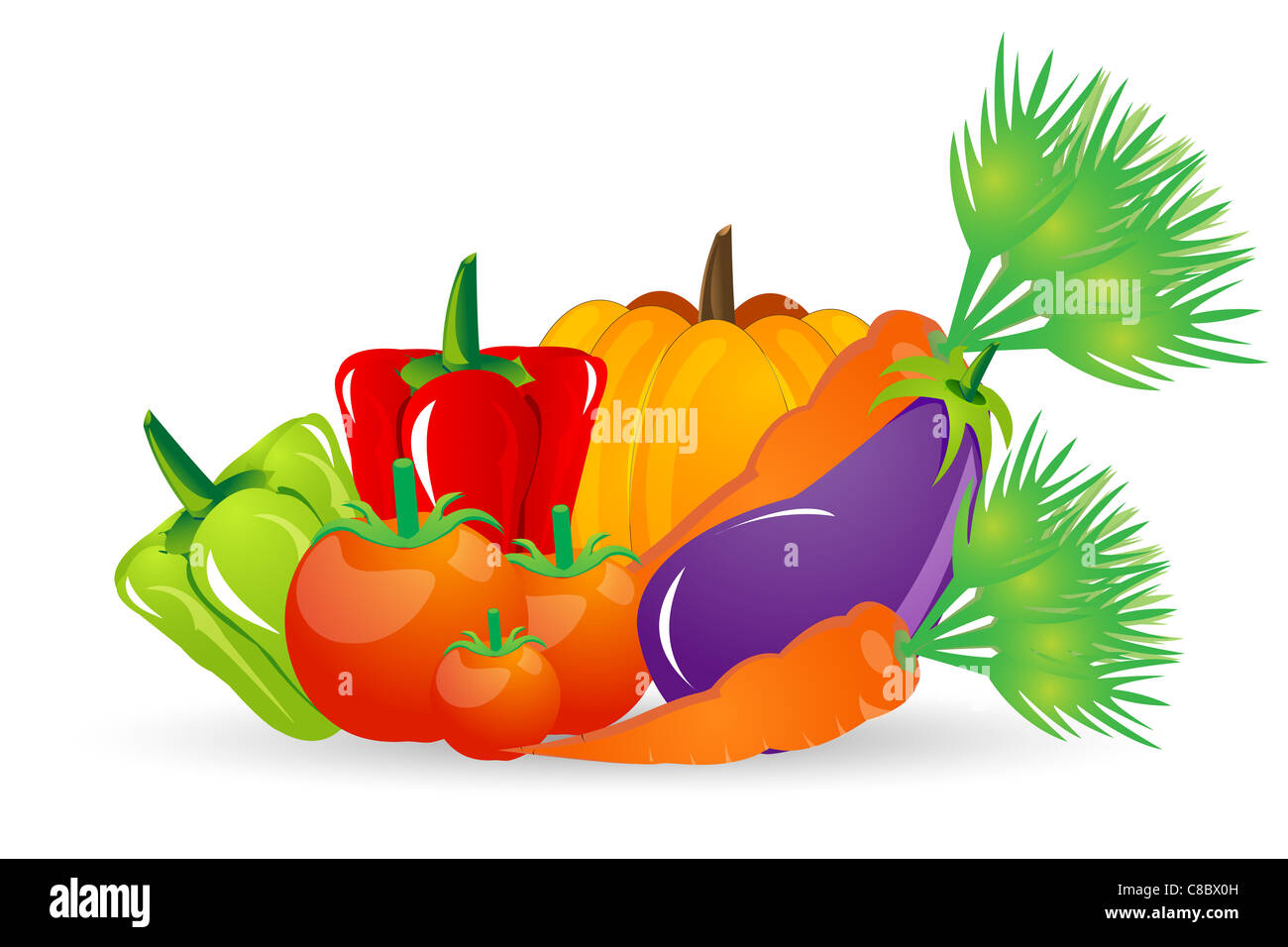 illustration of fresh vegetables on isolated background Stock Photo - Alamy