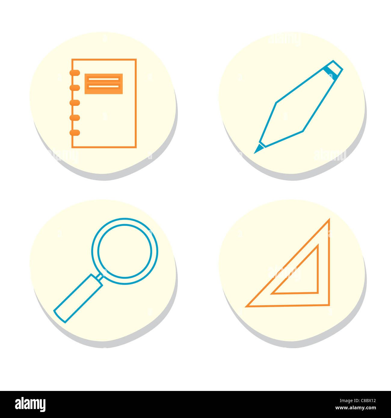 illustration of sketchy study icons on white background Stock Photo - Alamy
