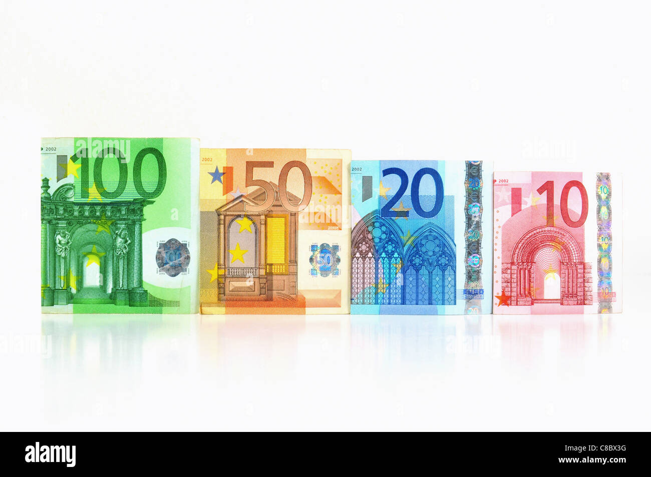Group of various Euro banknotes on white background Stock Photo - Alamy