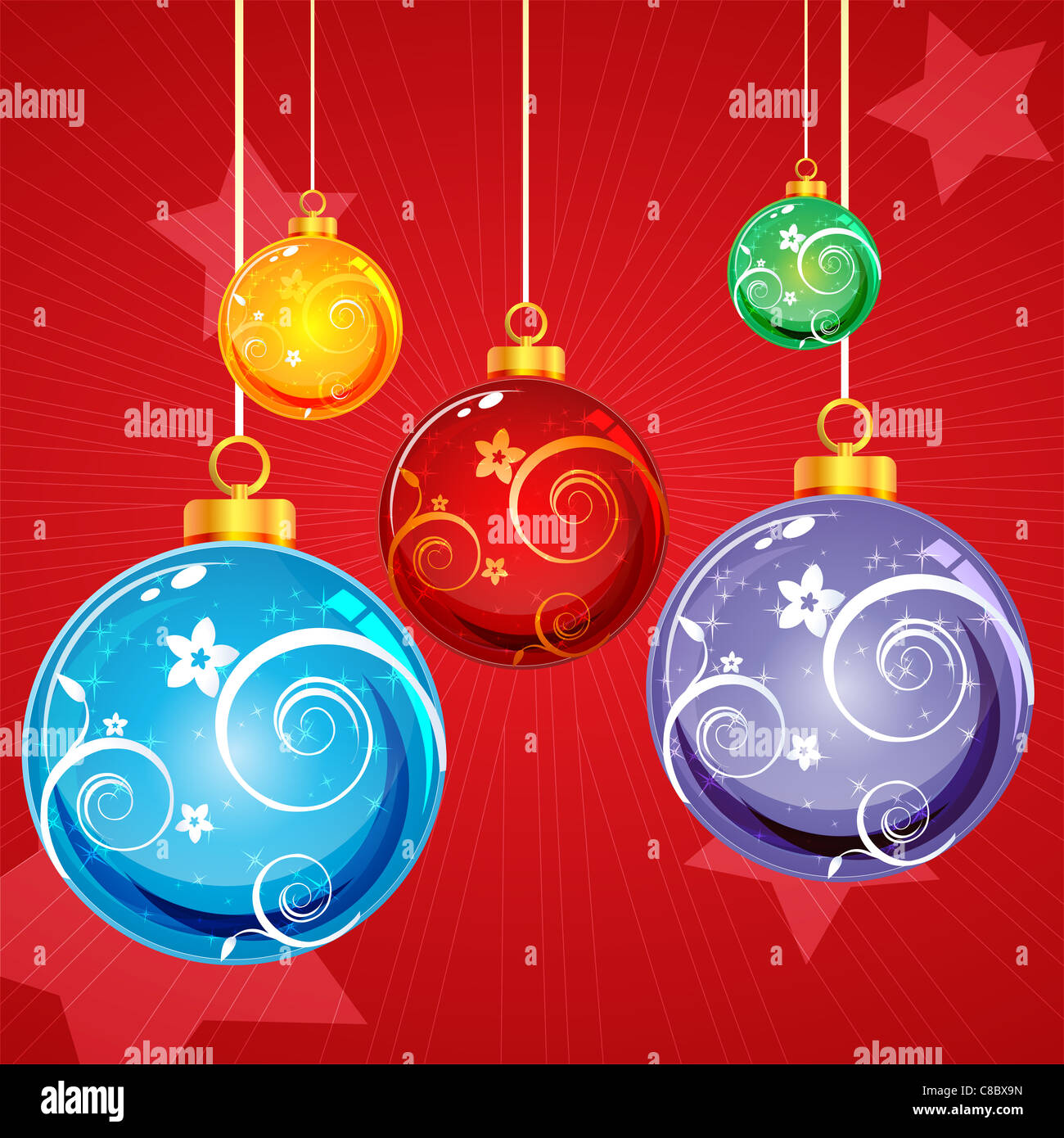 illustration of abstract floral christmas card Stock Photo - Alamy