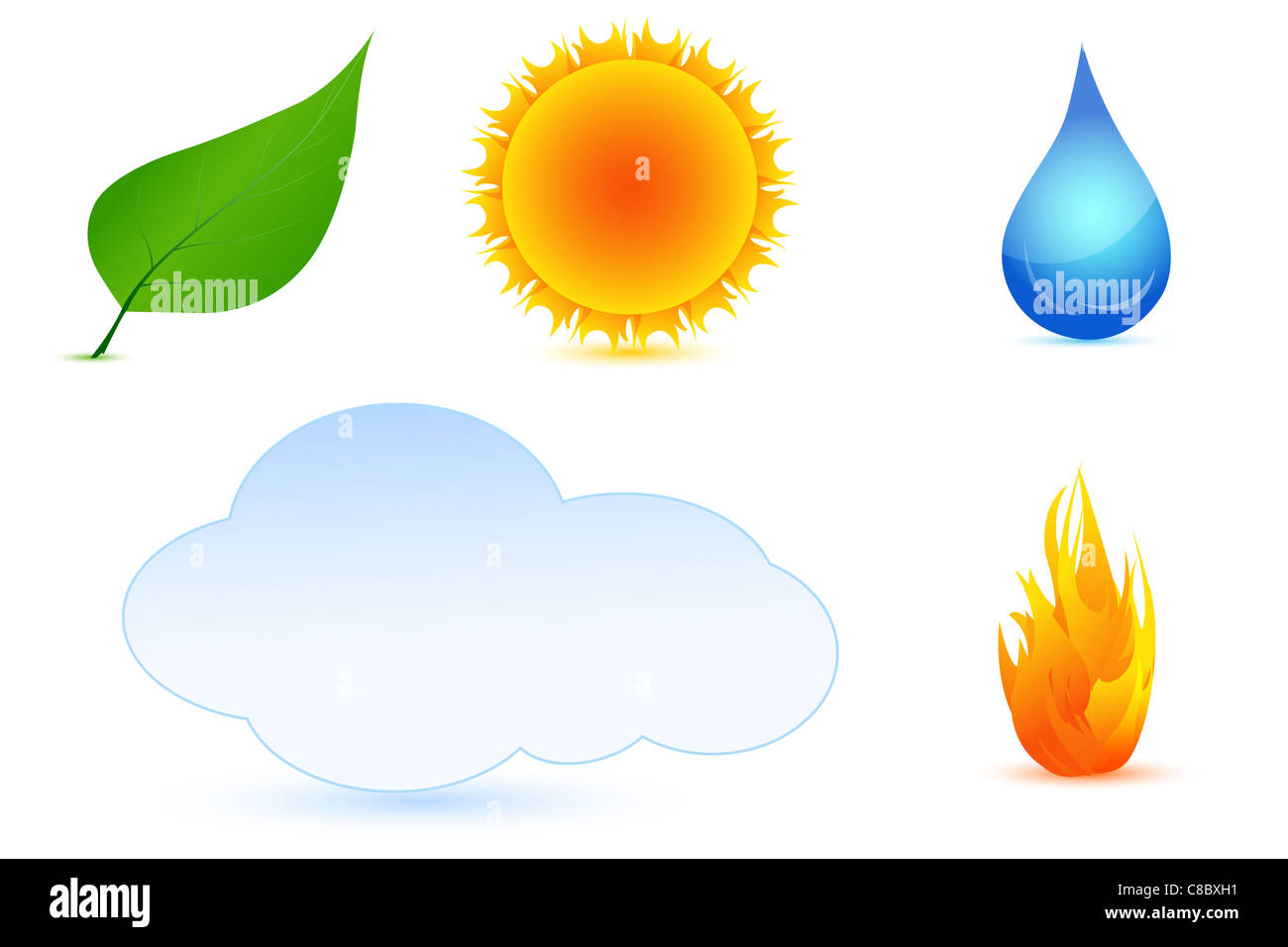 illustration of types of weather on white background Stock Photo - Alamy
