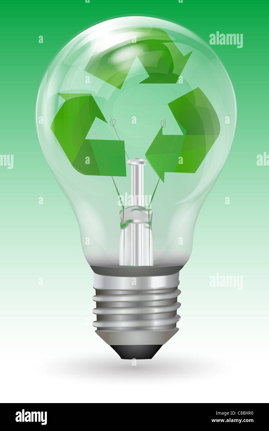 illustration of recycle bulb on white background Stock Photo - Alamy