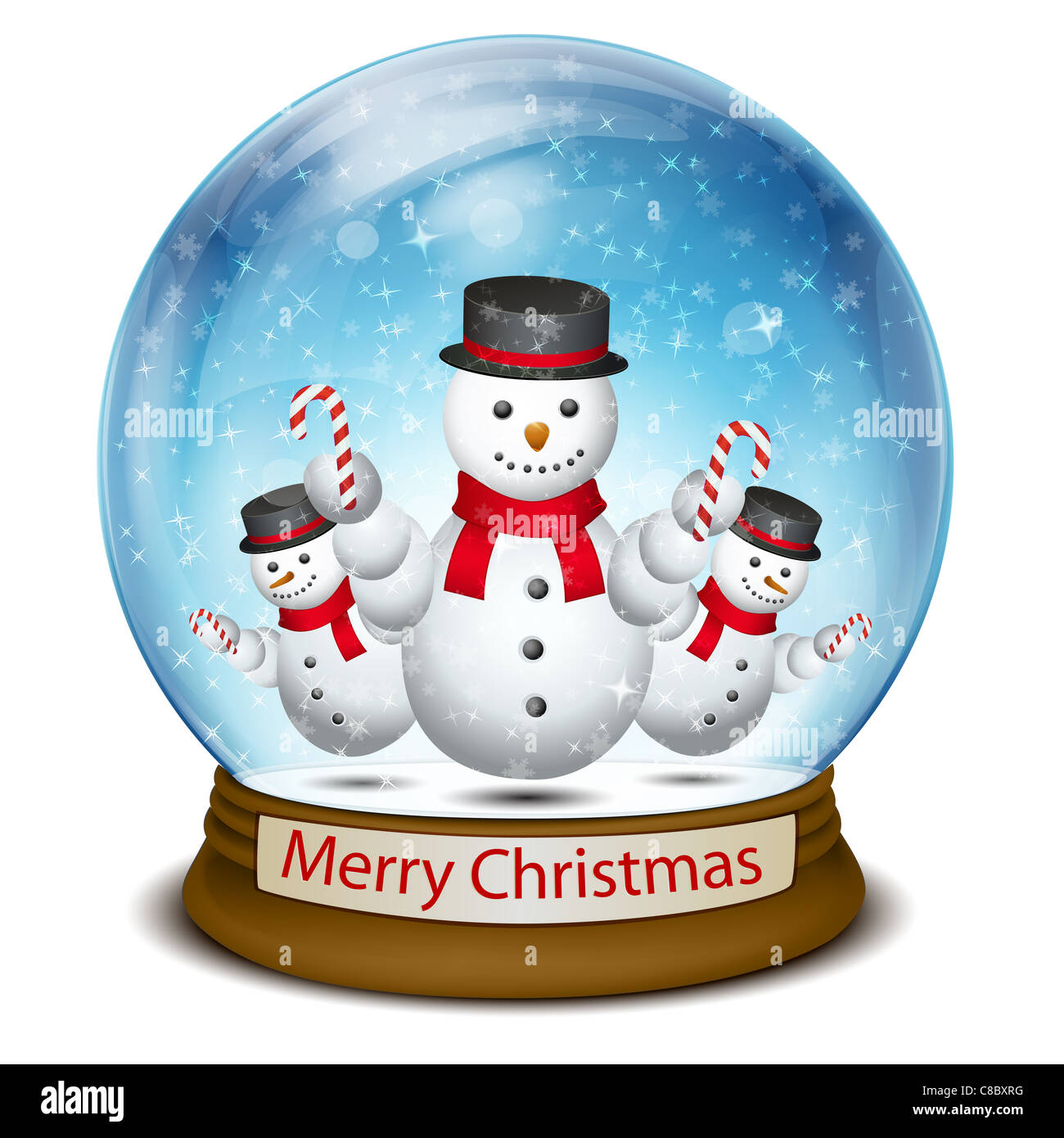 illustration of christmas ball with snowman on white background Stock ...
