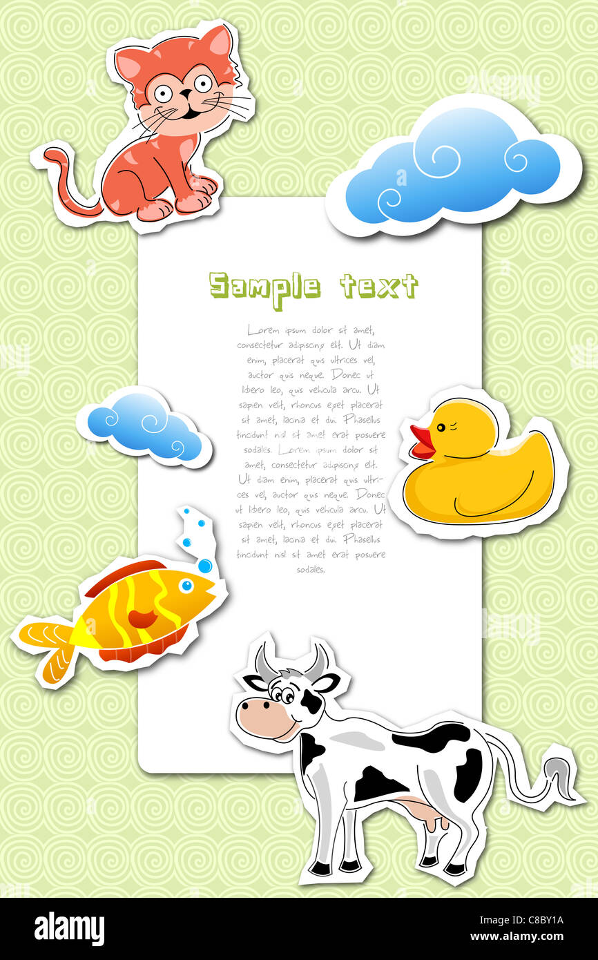 illustration of kids card on white background Stock Photo - Alamy