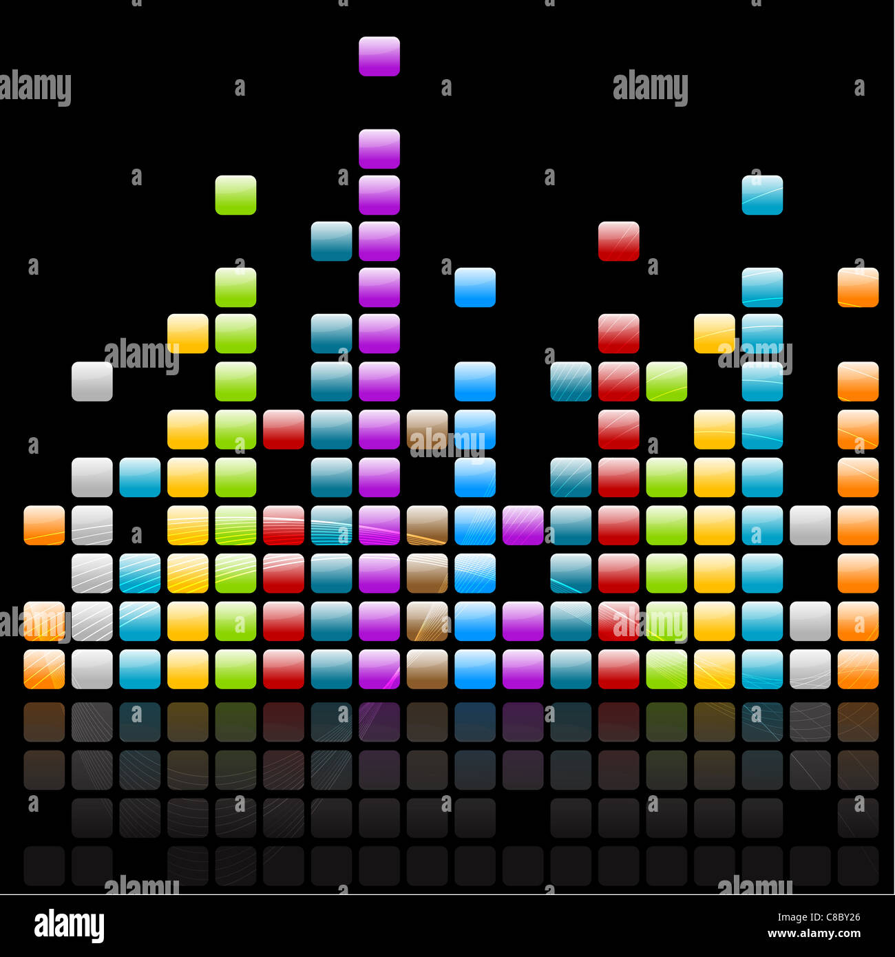 illustration of music waves on black background Stock Photo - Alamy