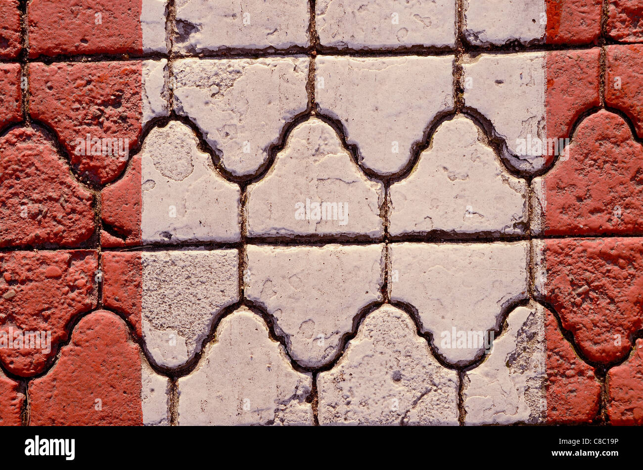 Wall fragment built of intresting bricks. Architectural background ...