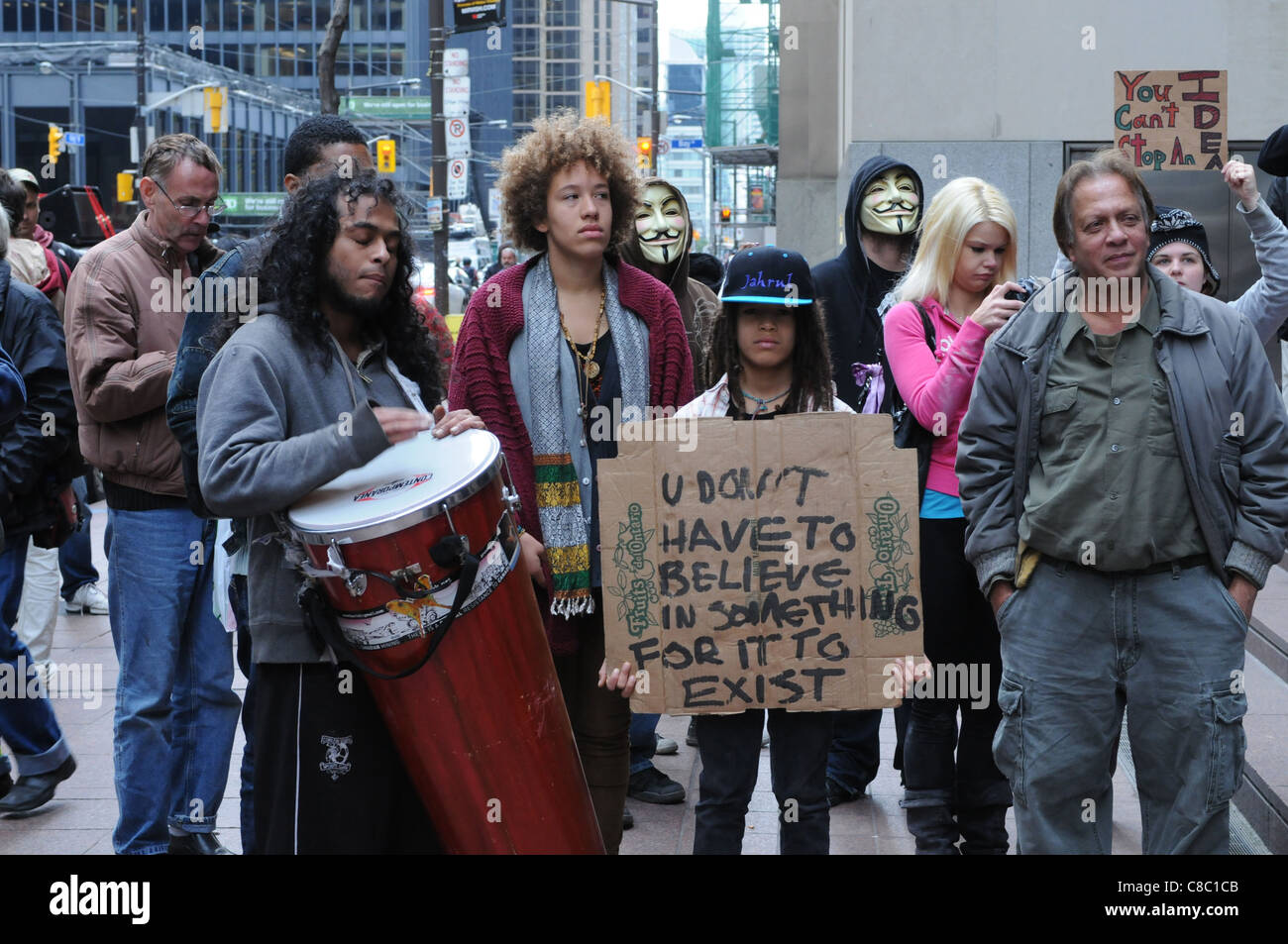 The Occupy Toronto protest movement, unidentified marchers in downtown ...