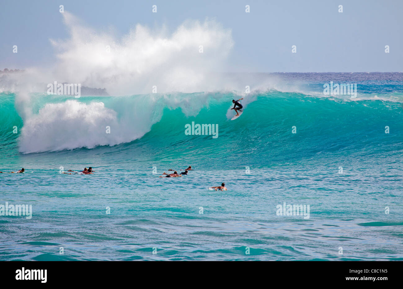 Surfing large waves at Makena, Maui, Hawaii Stock Photo - Alamy