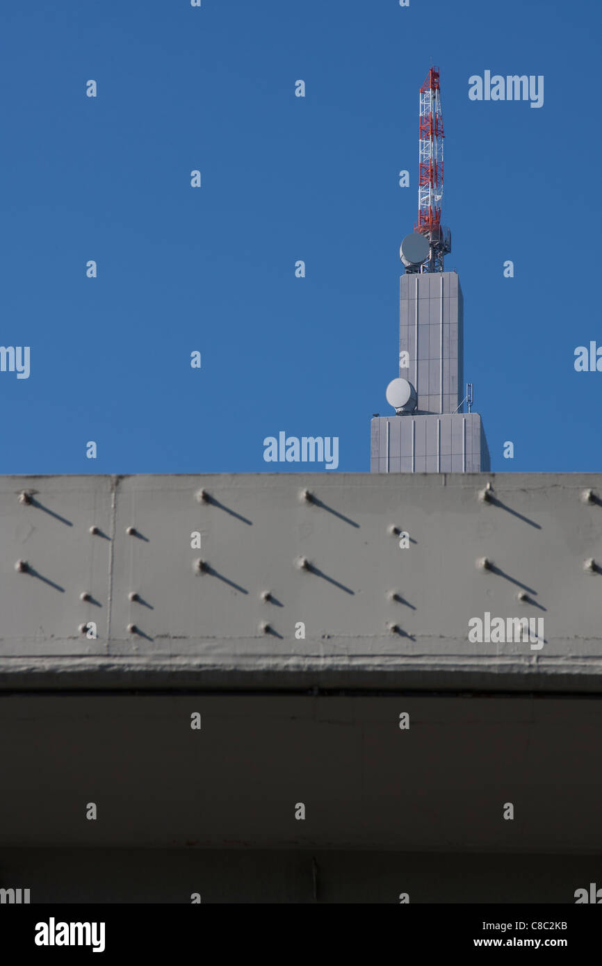 The distinctive NTT Docomo telecommunications Tower above a flyover of ...