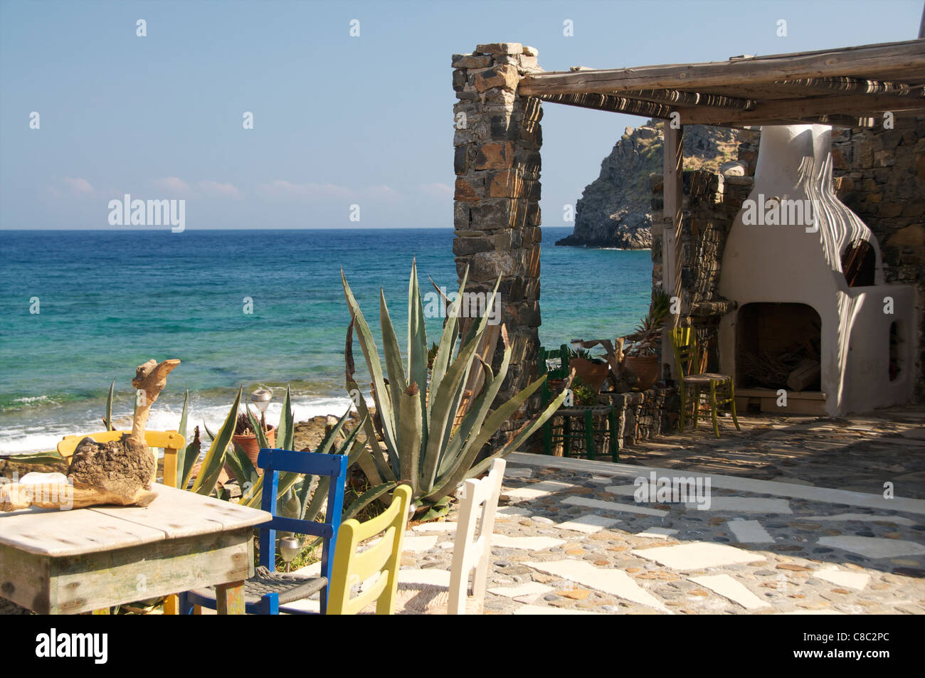 simple life on Crete by the clear blue sea Stock Photo - Alamy