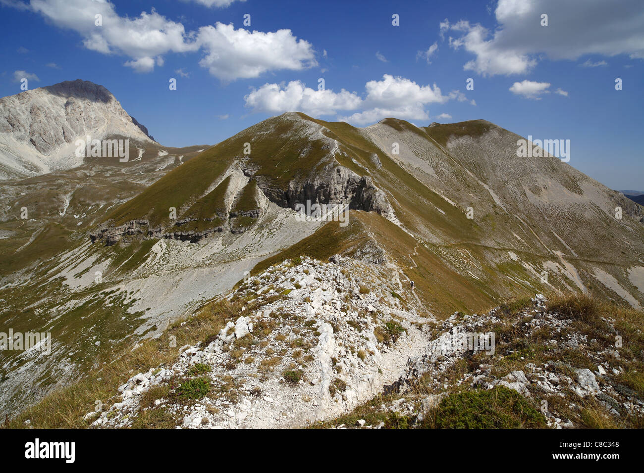 View from the Passo della Portella or Portella Ridge in the Gran Sasso ...