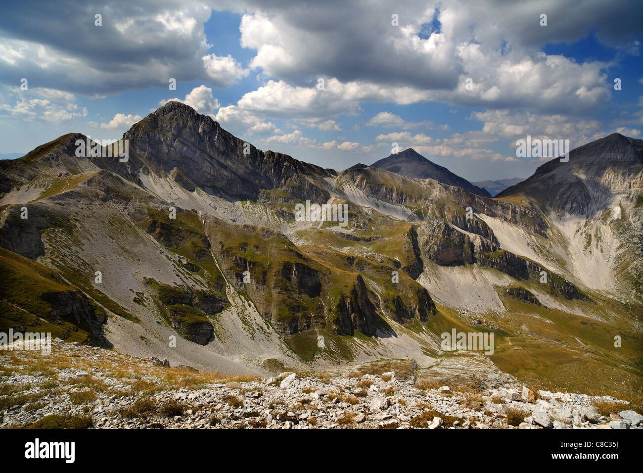 View from the Passo della Portella or Portella Ridge in the Gran Sasso ...