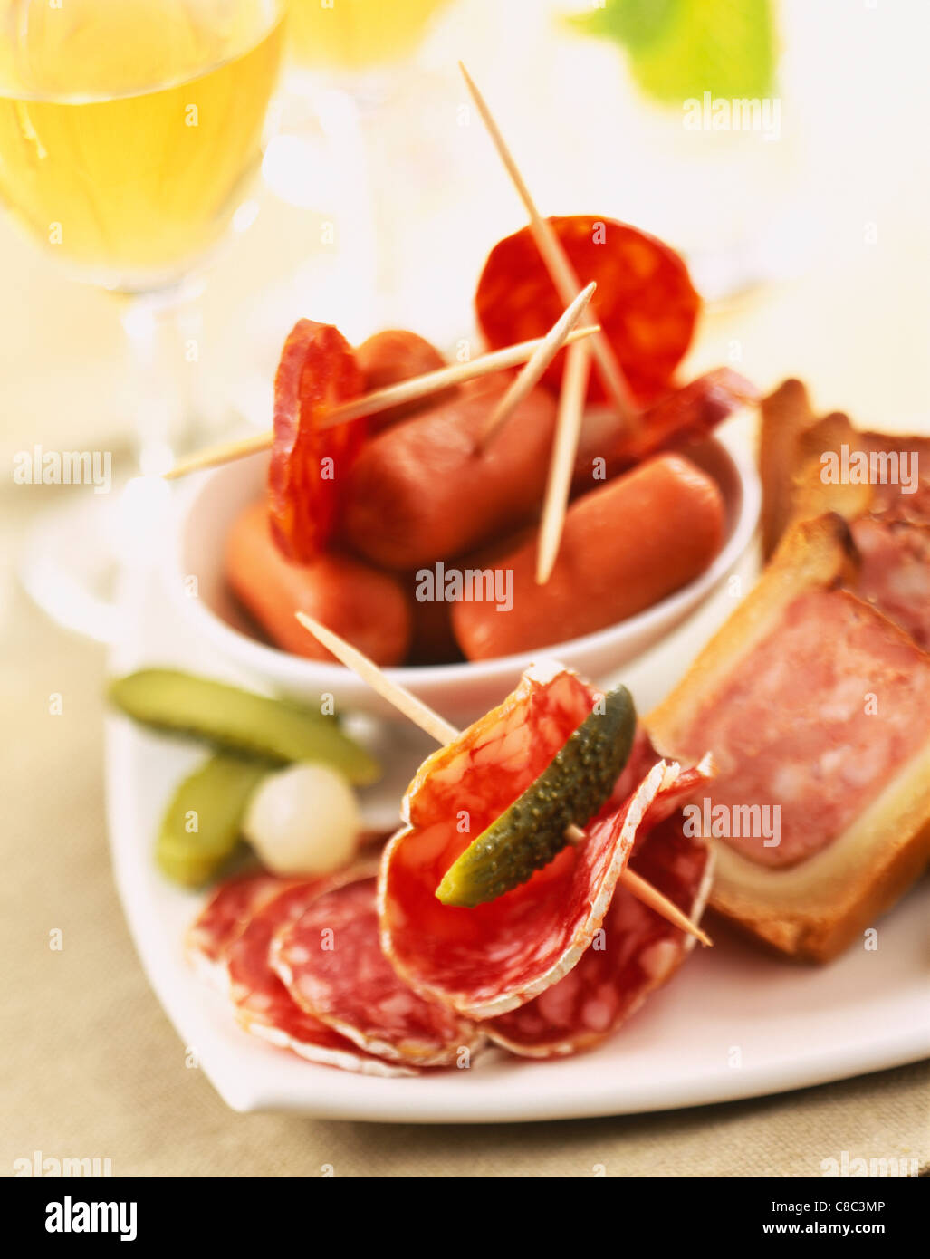 assorted cold meats for cocktail nibbles Stock Photo - Alamy