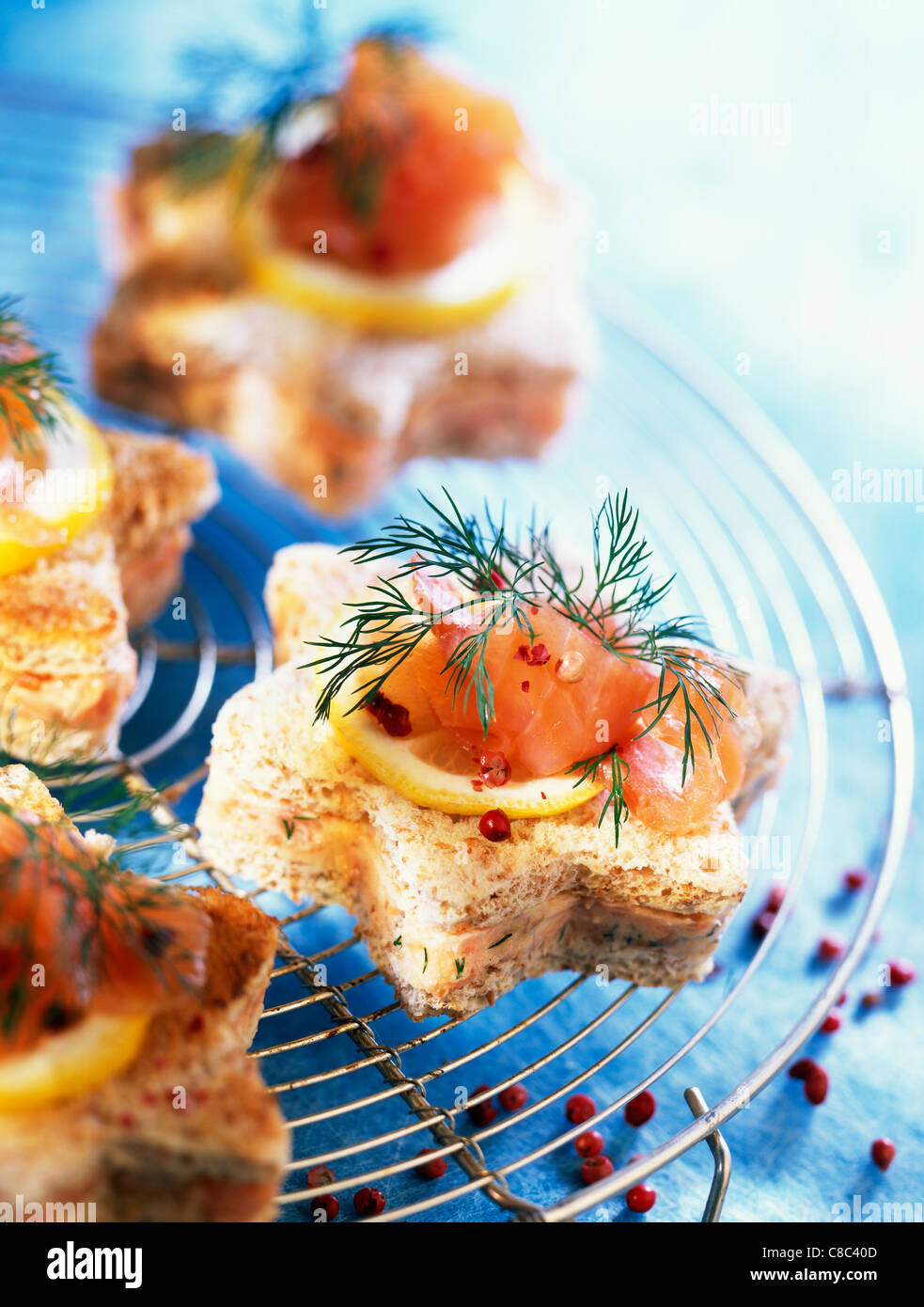 star-shaped salmon cocktail bites Stock Photo - Alamy