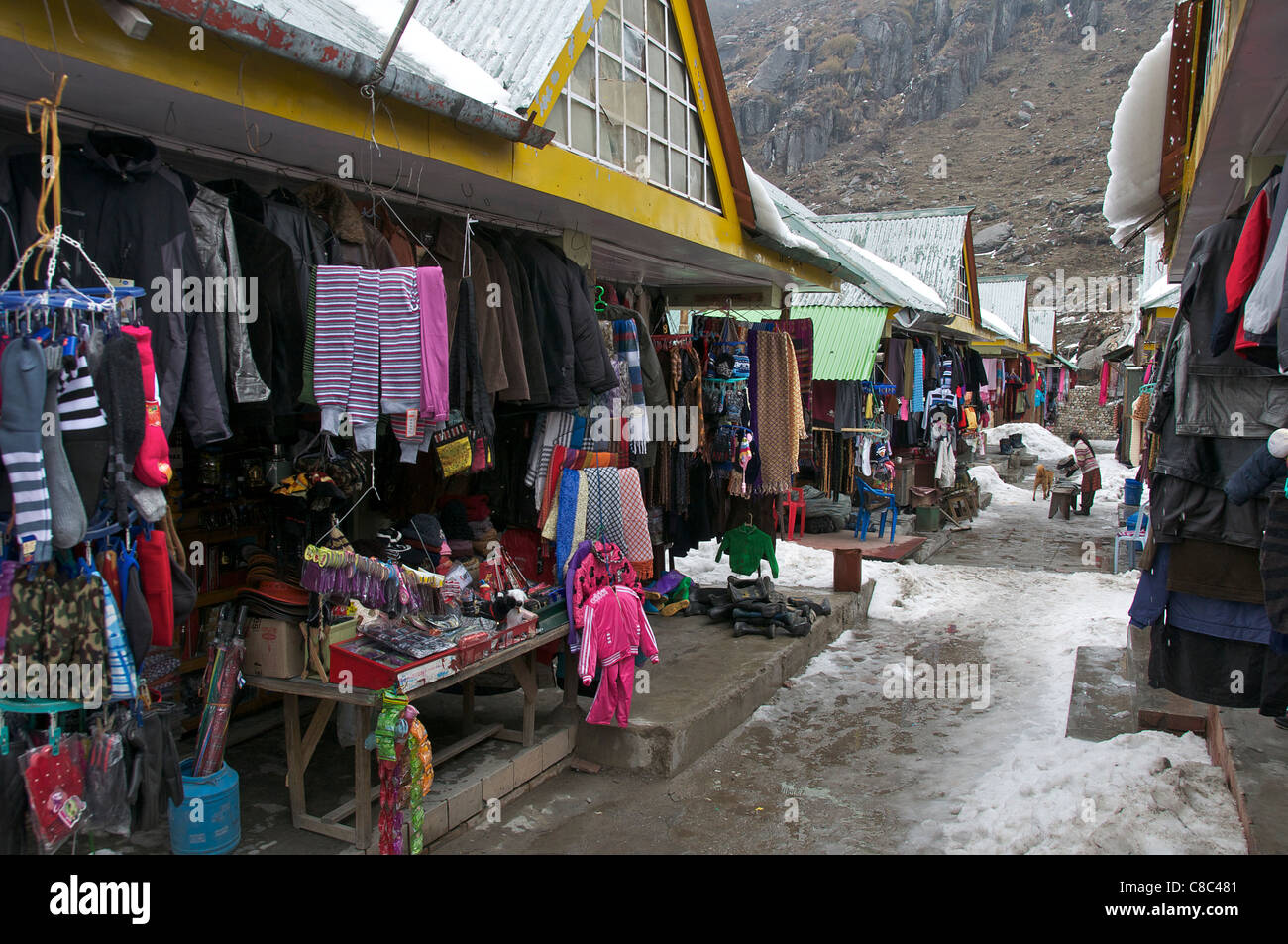 Tourist retail shops Tsomgo Lake Sikkim India Stock Photo - Alamy