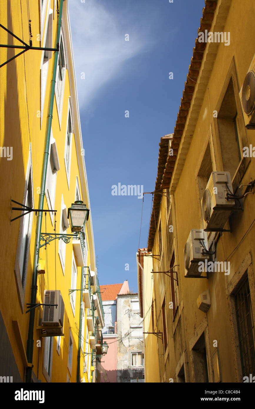 Yellow buildings in Lisbon, Portugal Stock Photo - Alamy