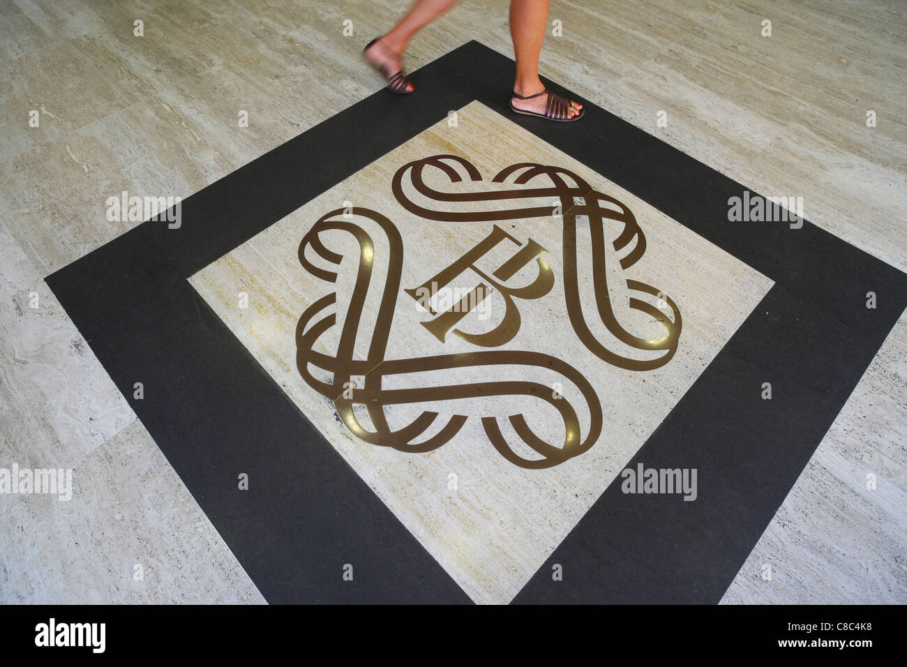 The logo in the foyer of Italy's National Bank, Banca D'Italia on Via ...