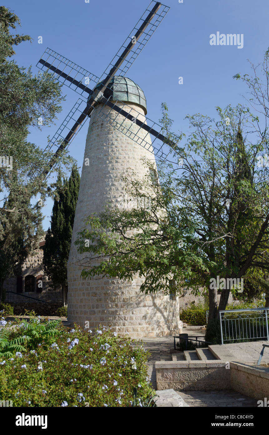 The Montefiore windmill. Yemin Moshe neighbourhood. jerusalem. Israel ...