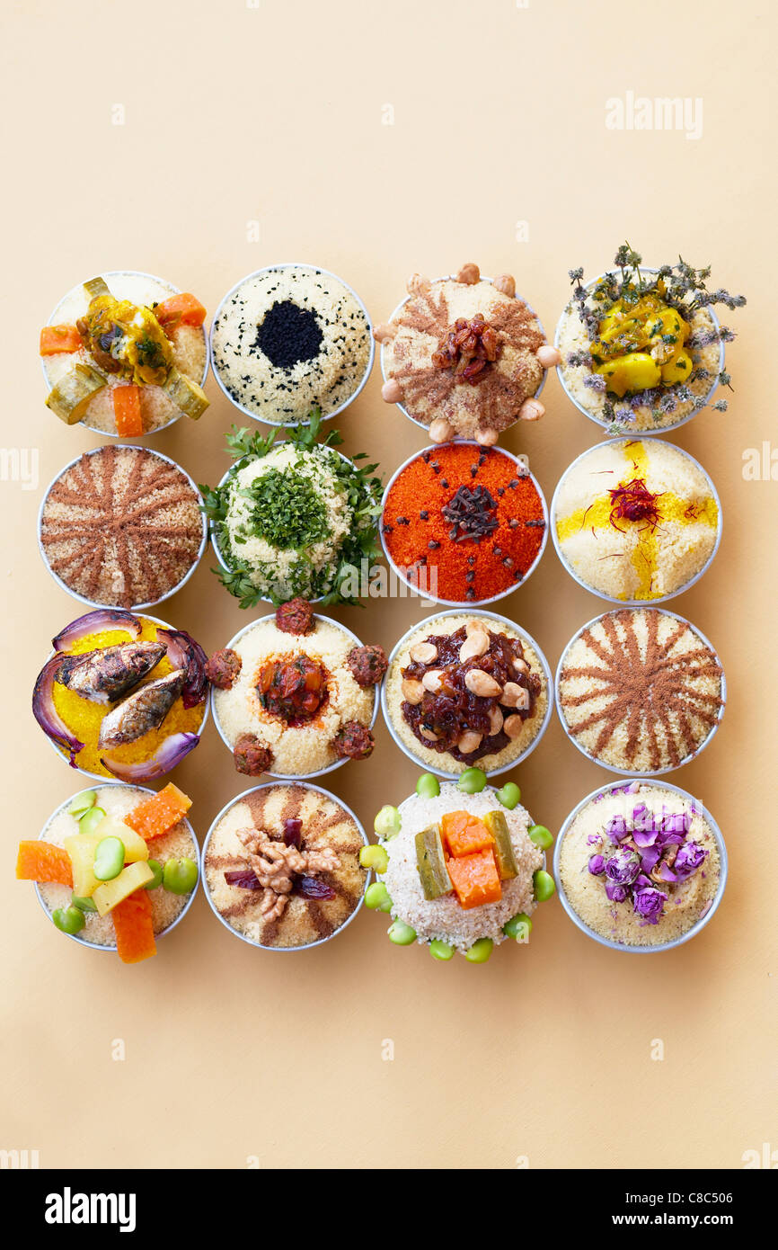 assorted individual colored couscous Stock Photo - Alamy