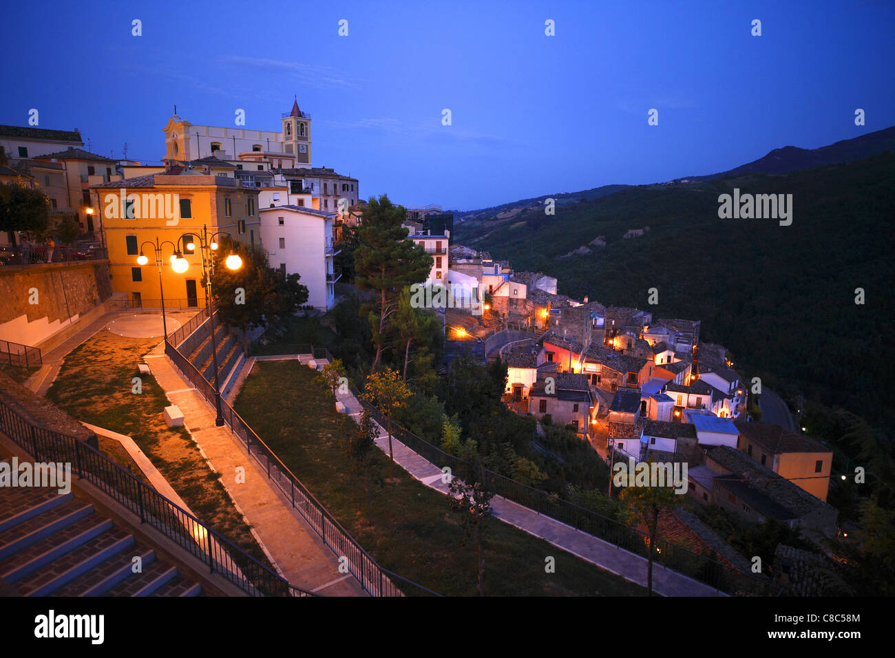 Evening time in Farindola in Abruzzo, Italy Stock Photo - Alamy