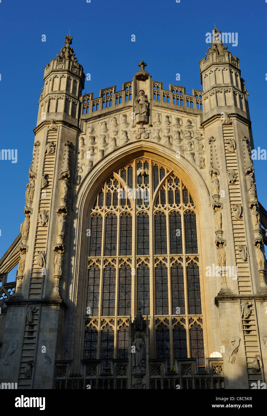 Front of Bath Abbey with Jacob's Ladder Bath Somerset UK Stock Photo - Alamy