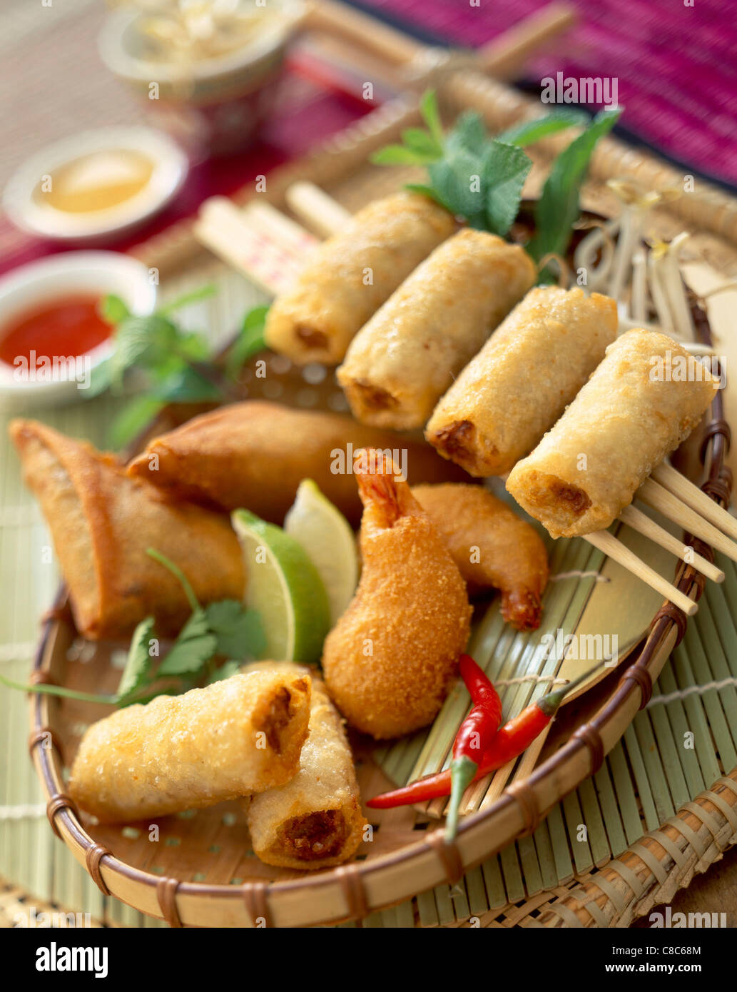 selection of fried Asian food Stock Photo - Alamy