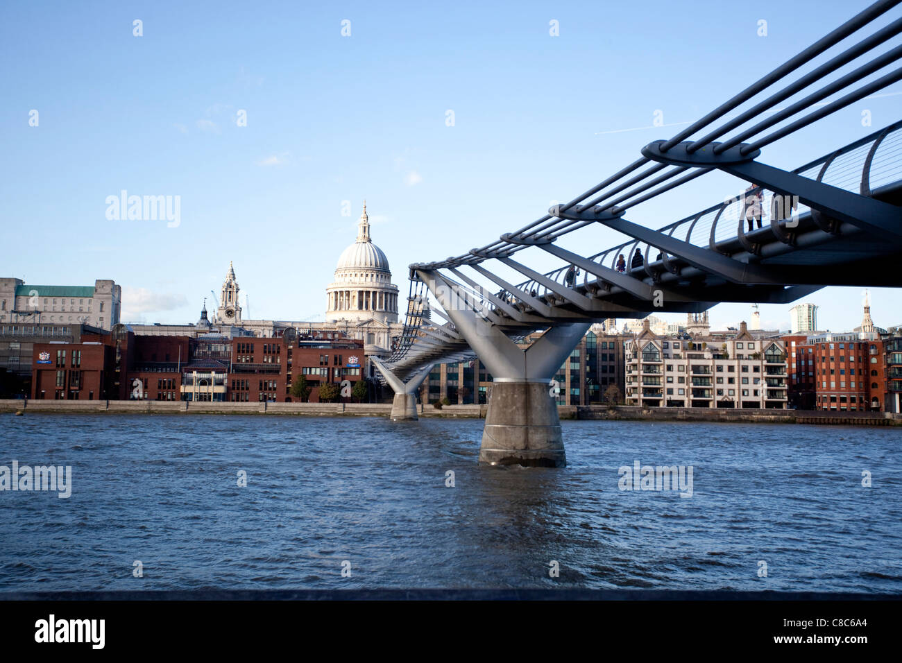 The London Millennium Footbridge towards St Paul Cathedral, London ...