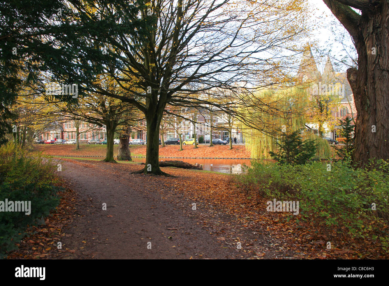Path through a park in the fall Stock Photo - Alamy