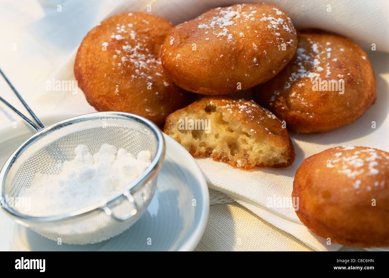 bugne donuts with powdered sugar Stock Photo - Alamy