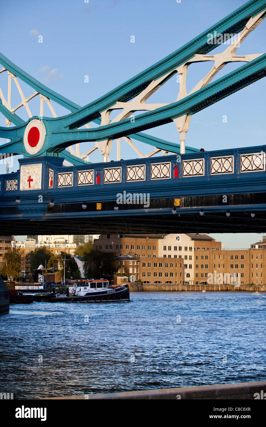 River Thames under Tower Bridge, London, England, UK, GB Stock Photo ...
