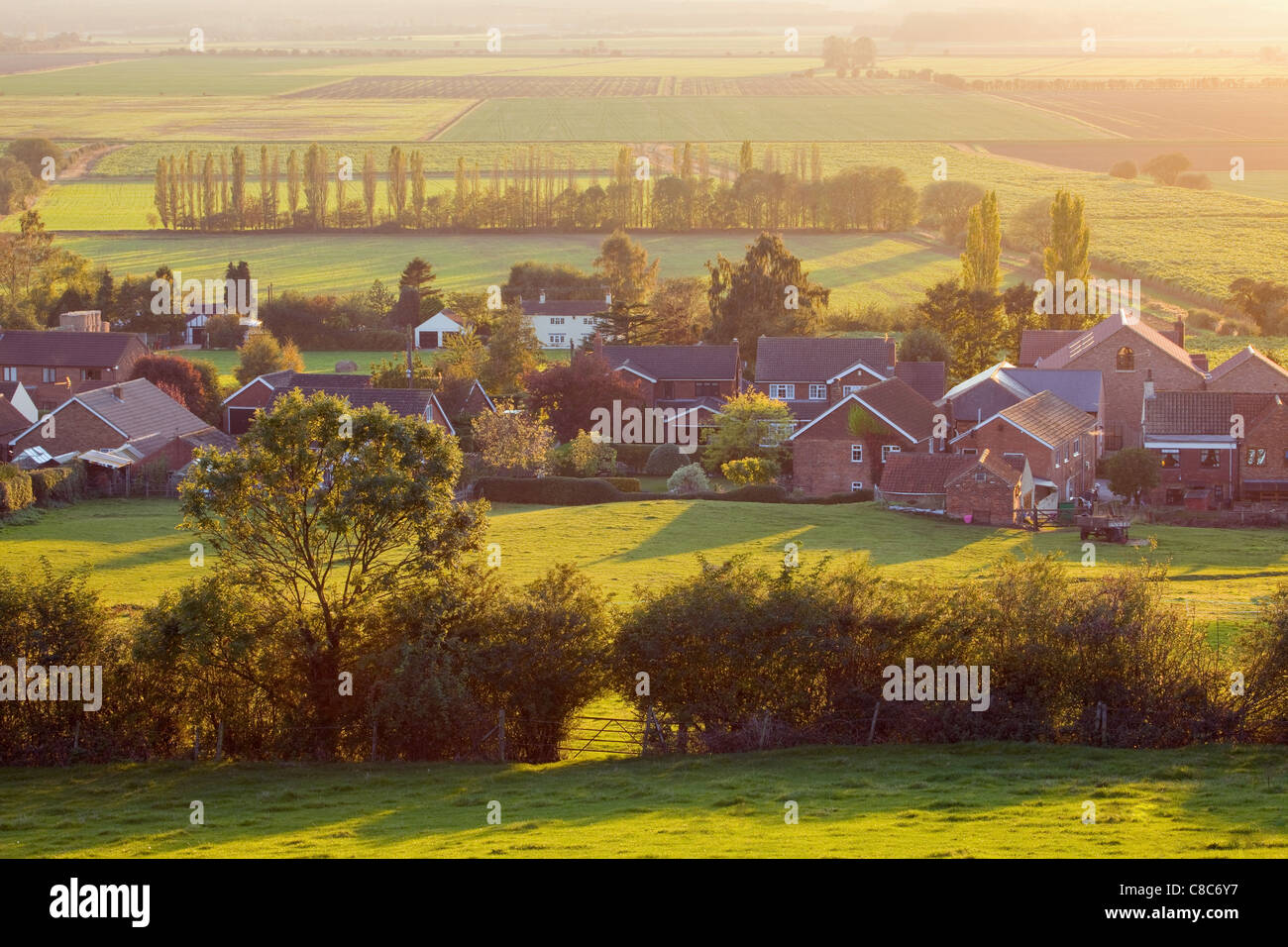 The North Lincolnshire village of Bonby on a sunny October evening ...
