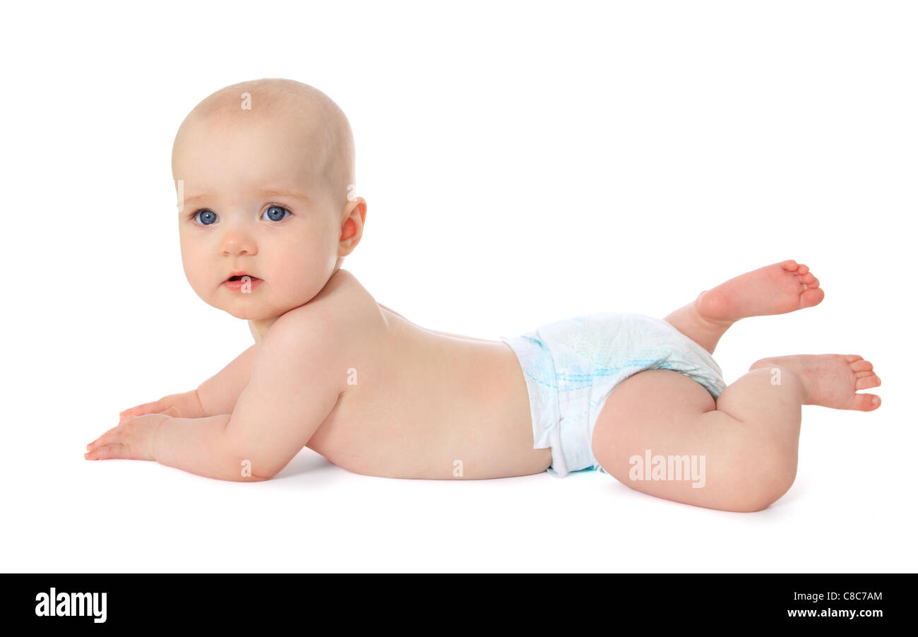 Full length shot of a cute little baby. All on white background Stock ...