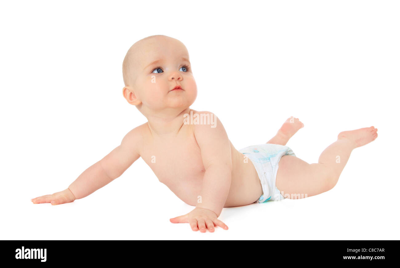 Full length shot of a cute baby. All on white background Stock Photo ...