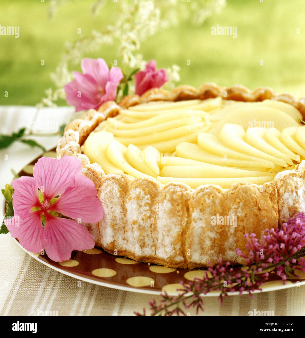 Pear and raspberry charlotte Stock Photo - Alamy
