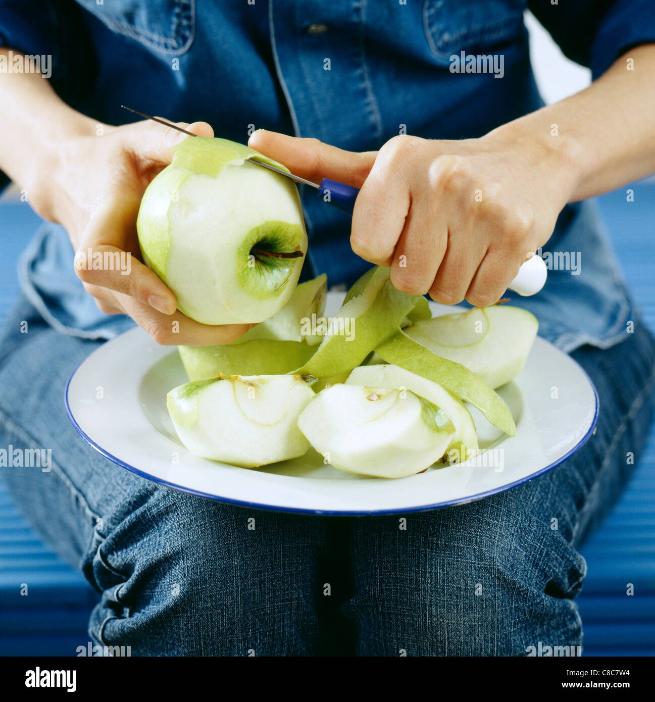 Peeling apple knife hand hi-res stock photography and images - Alamy