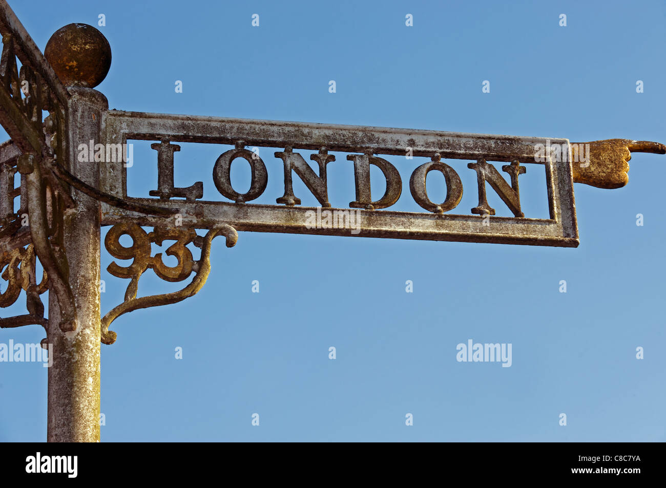 Old fashioned road sign, Suffolk, England Stock Photo - Alamy