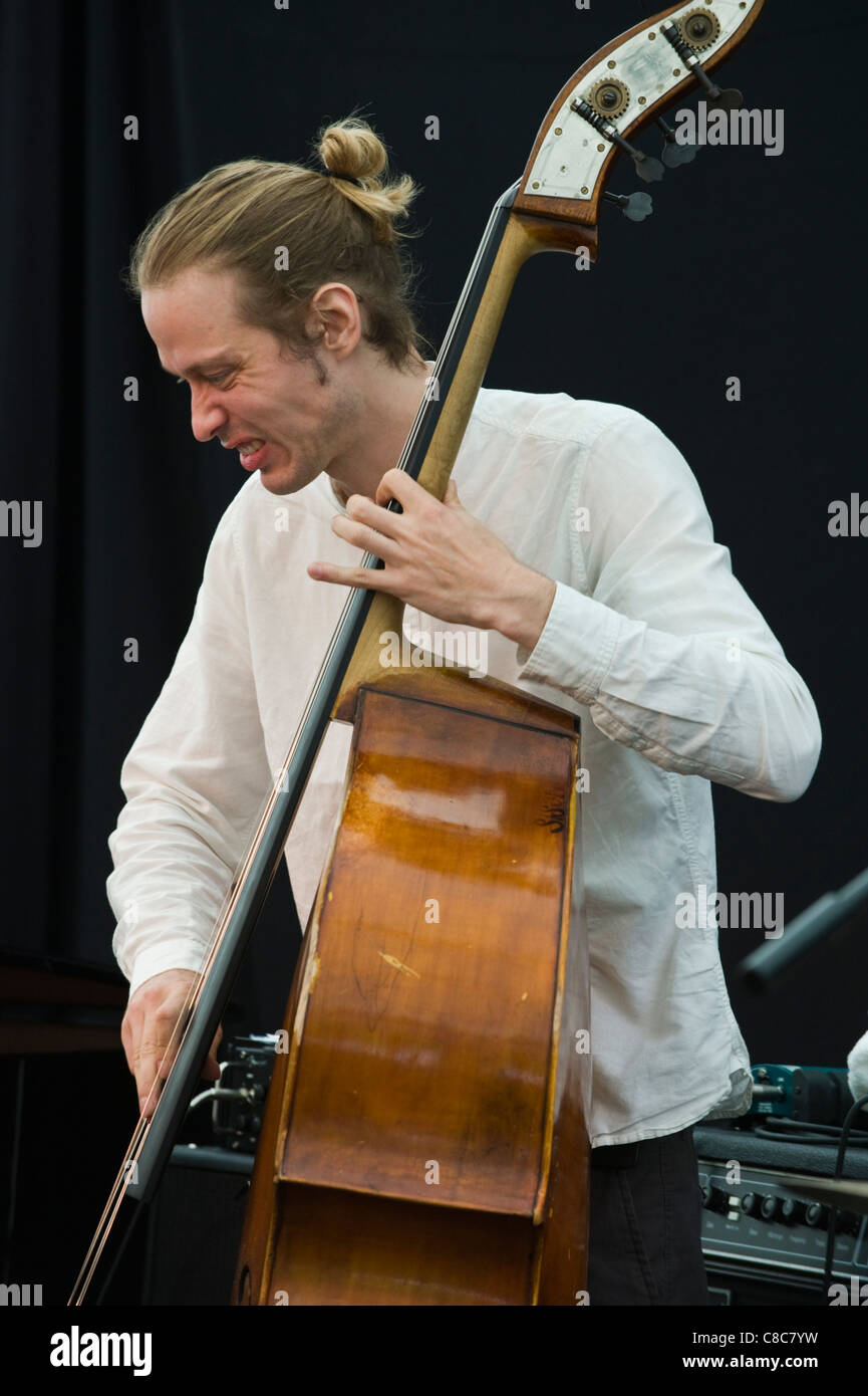 Bassist Jasper Høiby playing on stage with The Sam Crowe Group at ...