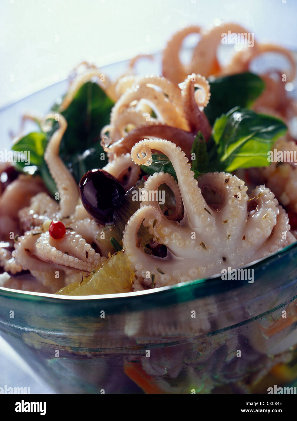 small octopus greek-style salad Stock Photo - Alamy