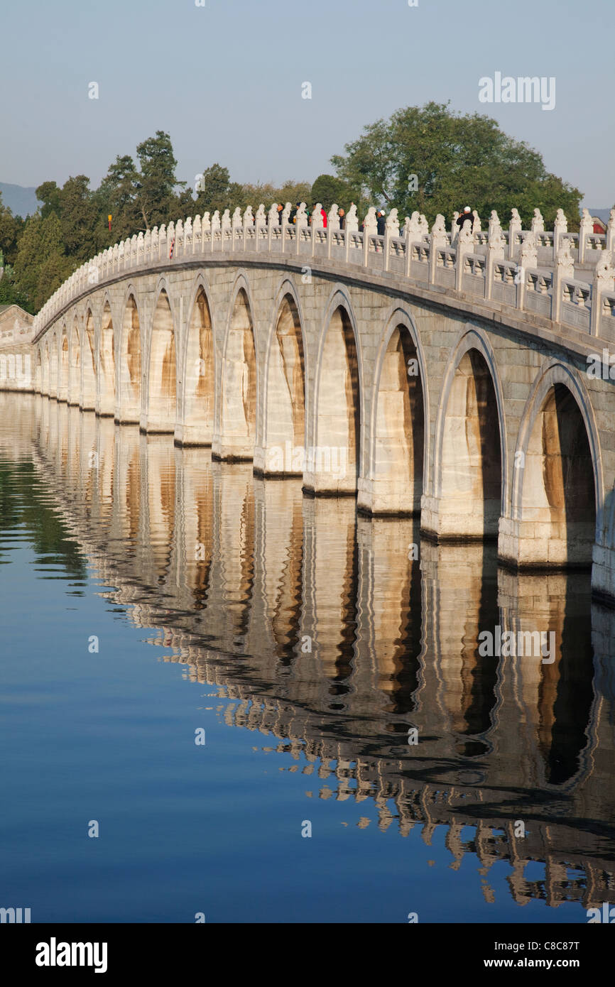 China, Beijing, The Summer Palace, Seventeen Arched Bridge Stock Photo ...