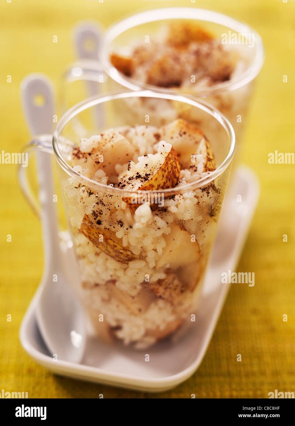 Rice pudding with pears Stock Photo - Alamy