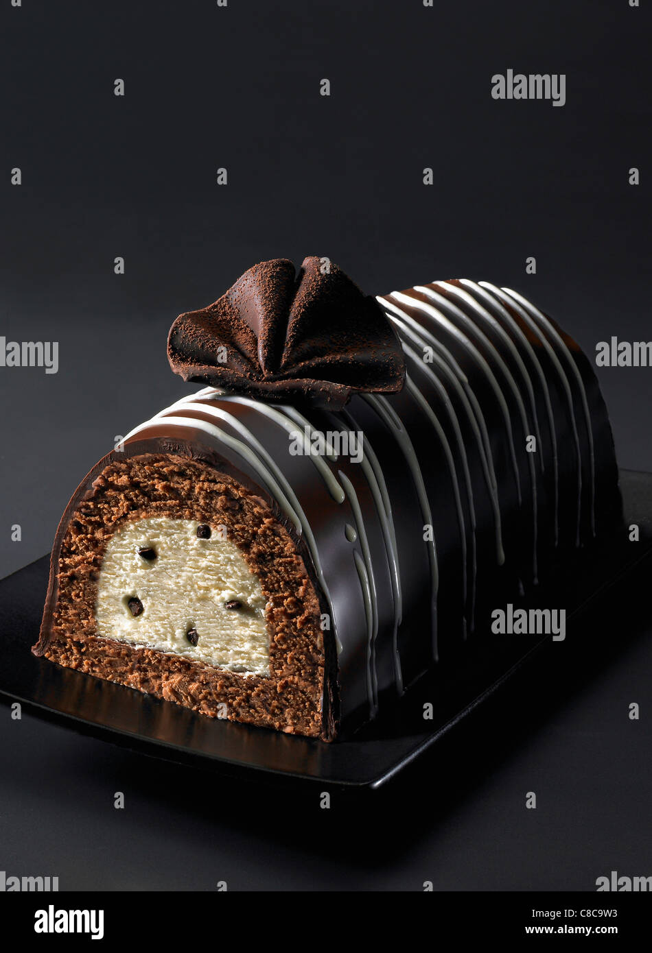 Chocolate and coconut log Stock Photo - Alamy