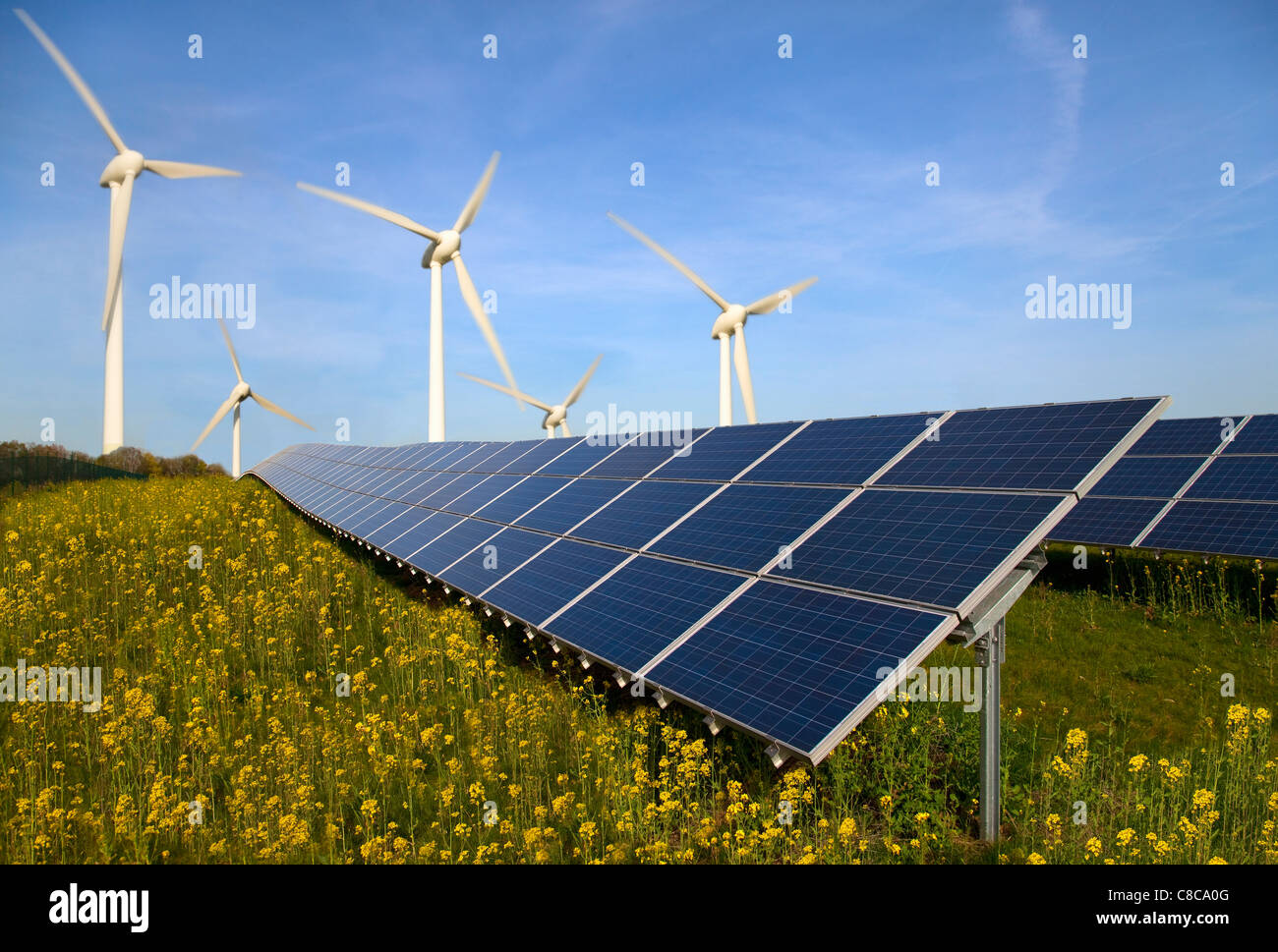 Solar panels wind turbines hi-res stock photography and images - Alamy
