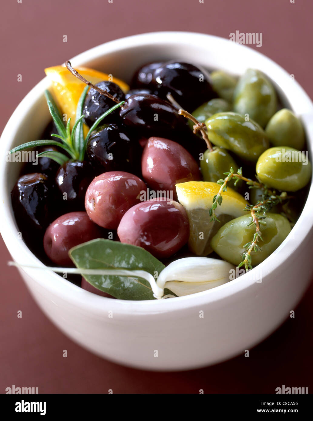 selection of olives with herbs and spices Stock Photo - Alamy