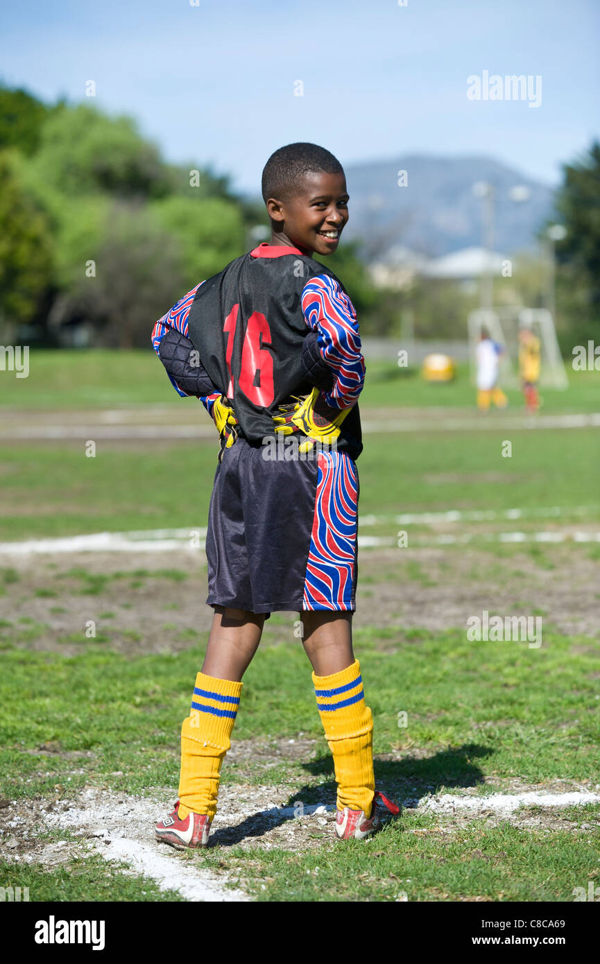 Football goalkeeper of U11 team at Rygersdal Football Club Cape Town ...